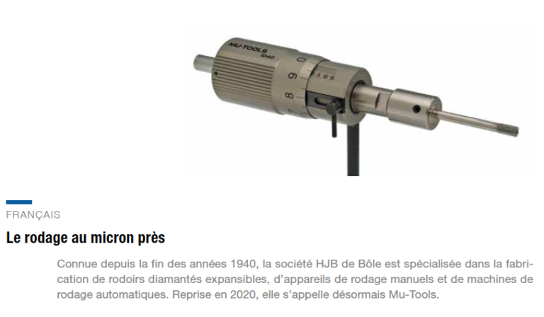 Magazine Eurotec : publication d’un article sur Mu-Tools - MU-TOOLS SA